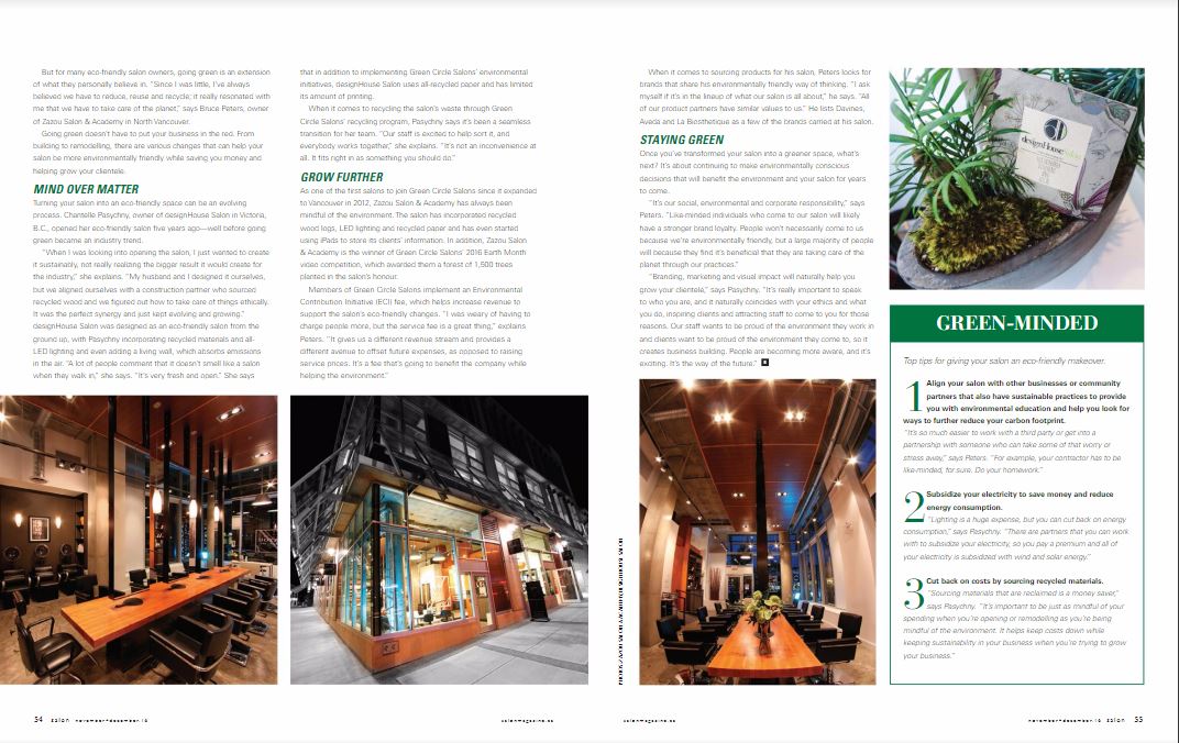 Salon Magazine - The Green Effect Article! - Zazou Hair Salon - North ...